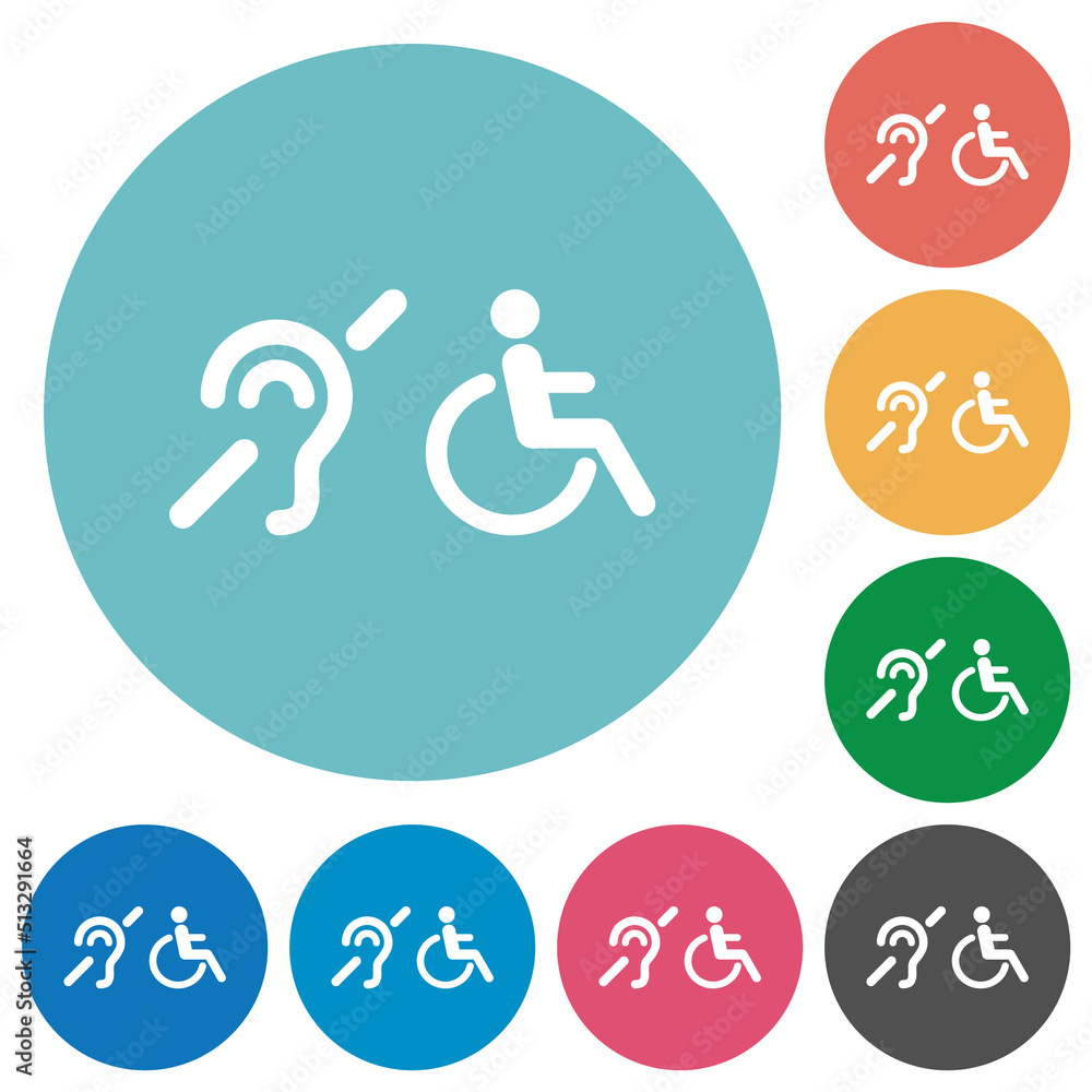 hearing impaired and wheelchair symbols flat round icons Stock Vector ...