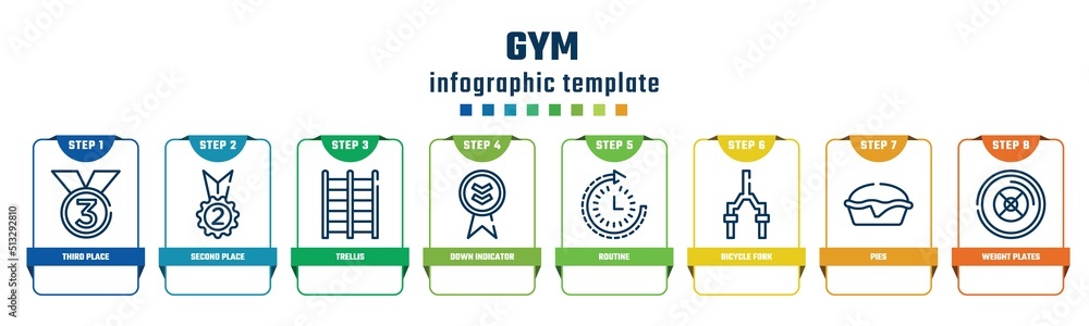 gym concept infographic design template. included third place, second ...