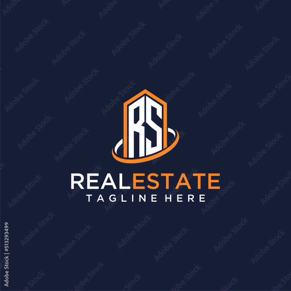 RS initial monogram logo real estate with building style design vector ...