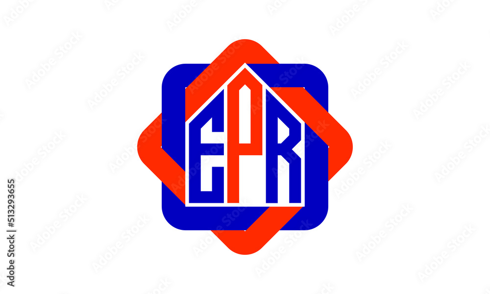 EPR three letter real estate logo with home icon logo design vector ...