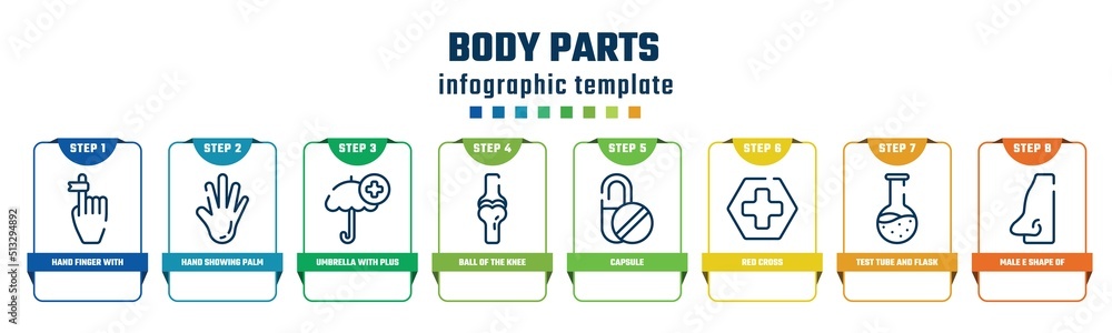 body parts concept infographic design template. included hand finger ...