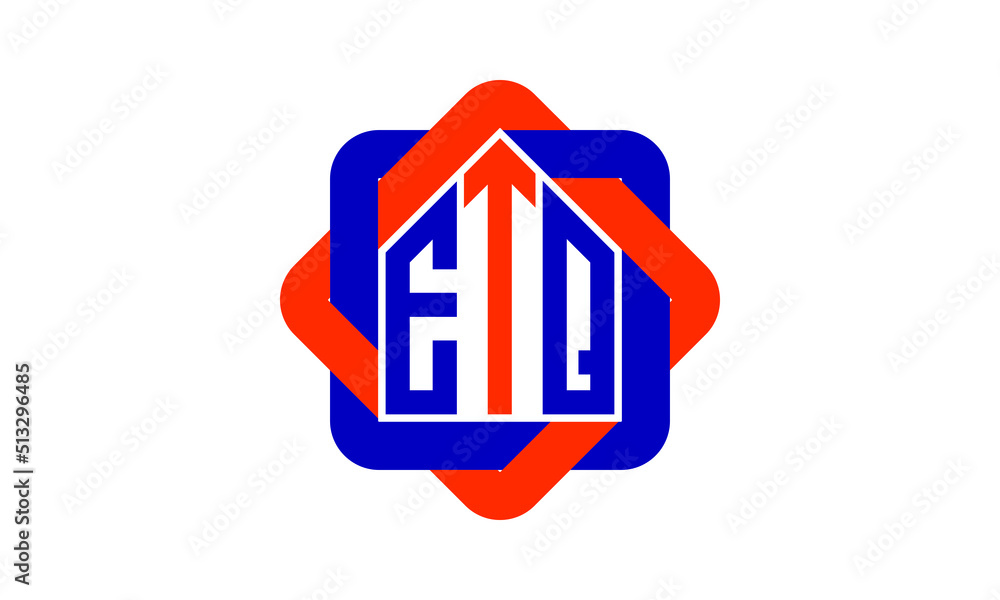 ETQ three letter real estate logo with home icon logo design vector ...