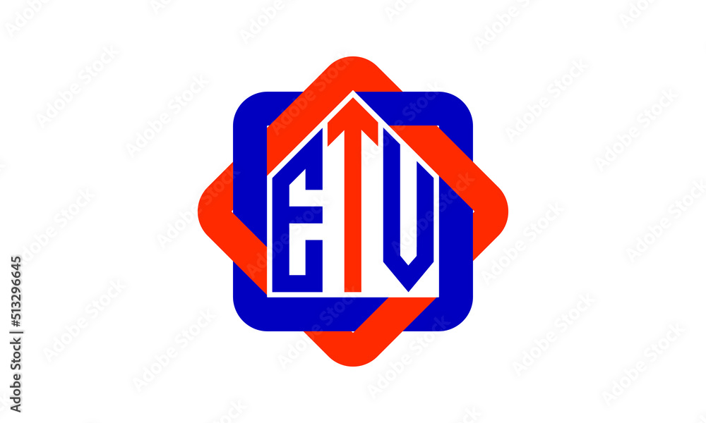 ETV three letter real estate logo with home icon logo design vector ...