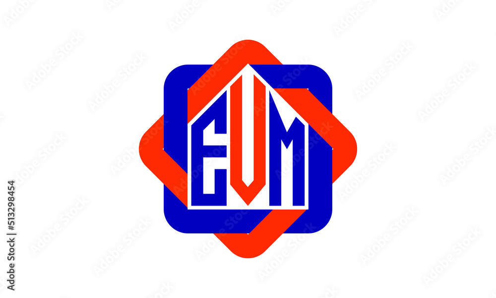 EVM three letter real estate logo with home icon logo design vector ...