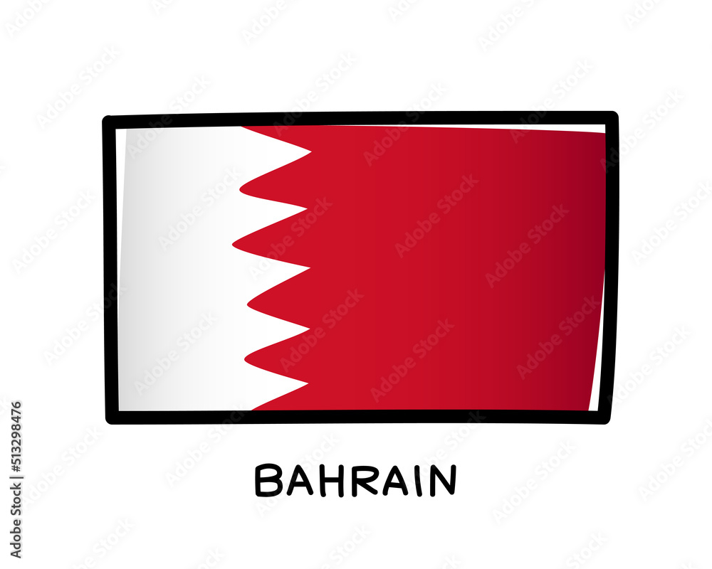 The flag of Bahrain. Colorful logo of the Bahraini flag. white and ...