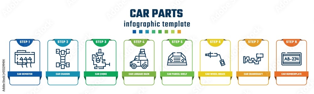 car parts concept infographic design template. included car demister ...