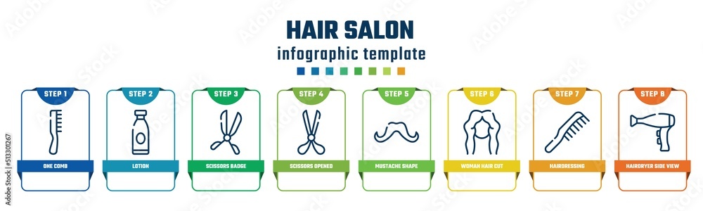 hair salon concept infographic design template. included one comb ...