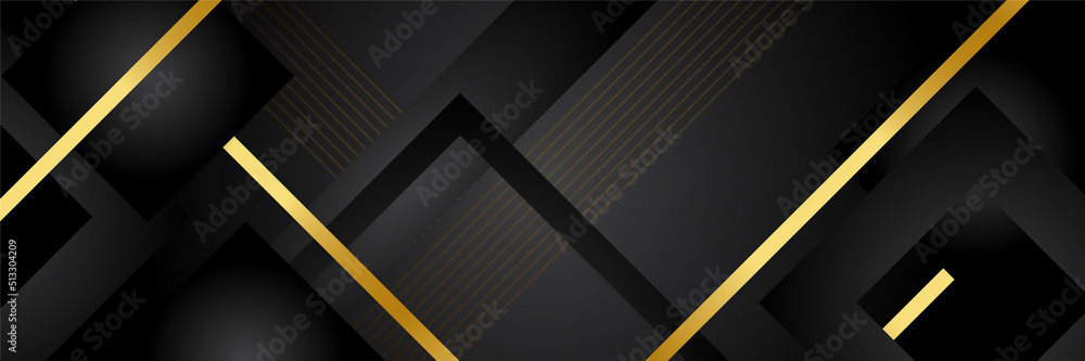 Black and gold abstract shape banner with golden lines Stock Vector ...