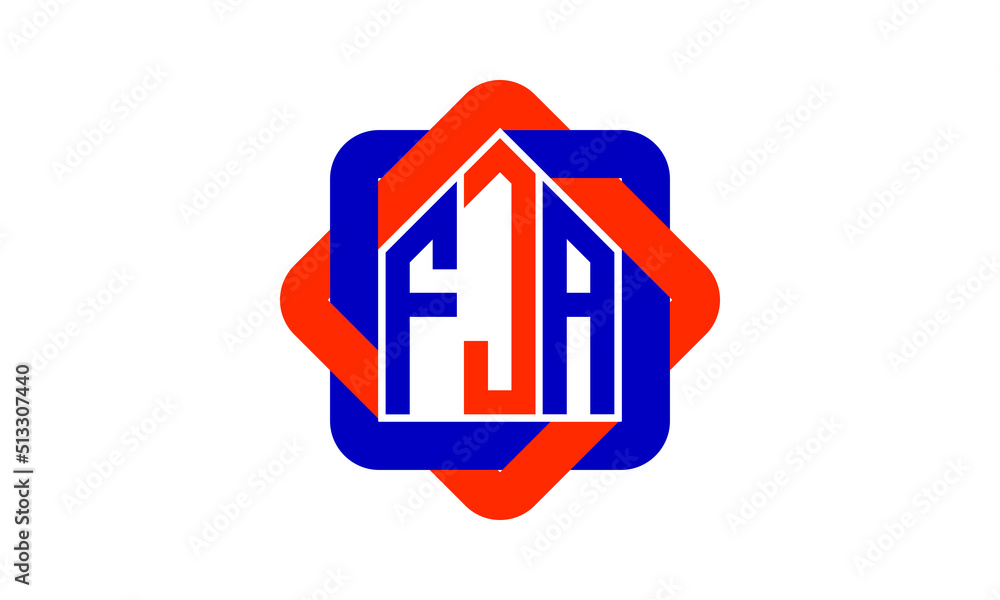 FJA three letter real estate logo with home icon logo design vector ...