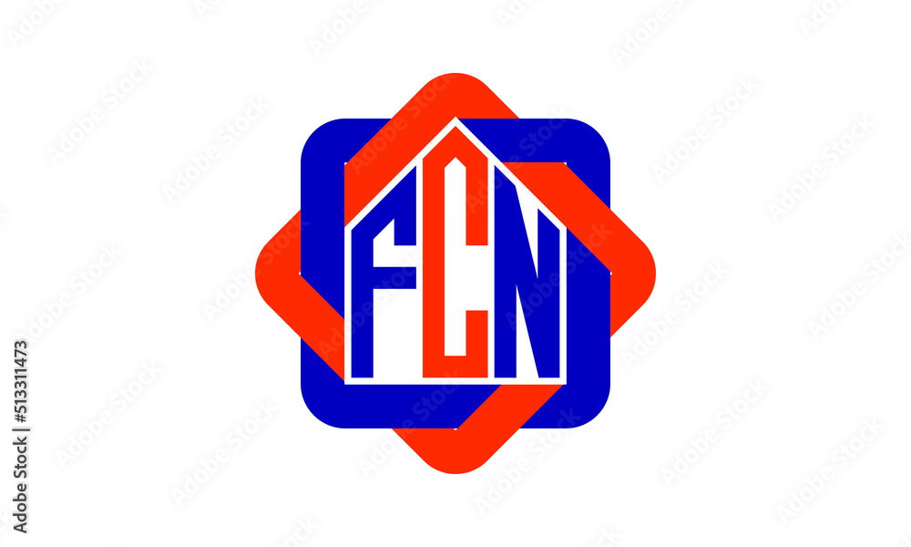 FCN three letter real estate logo with home icon logo design vector ...