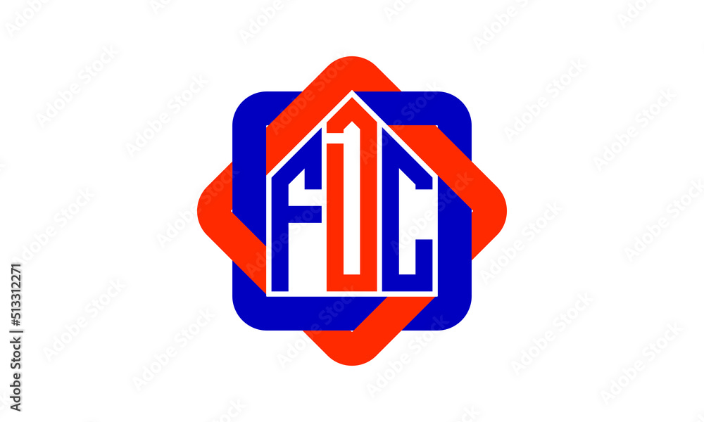 FDC three letter real estate logo with home icon logo design vector ...