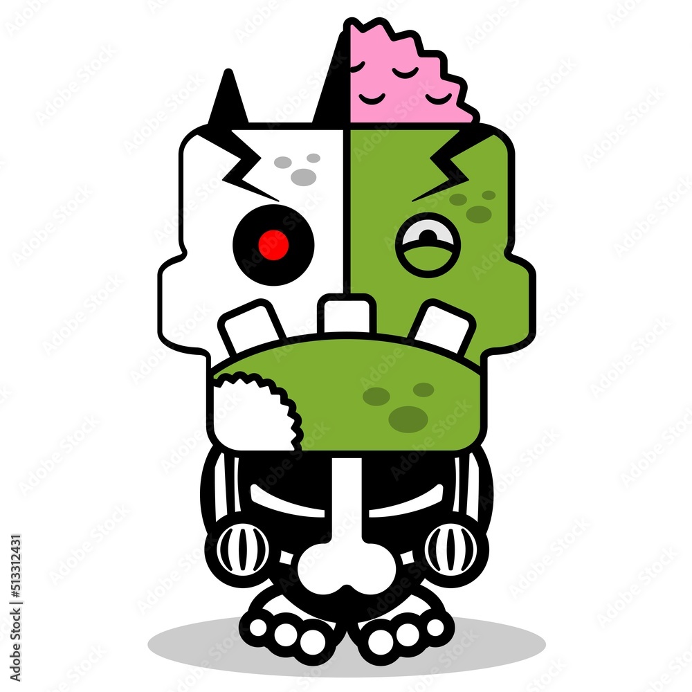 cartoon character costume vector illustration zombie bone cute mascot ...