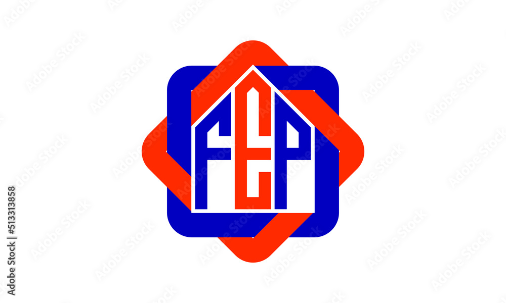 FEP three letter real estate logo with home icon logo design vector ...