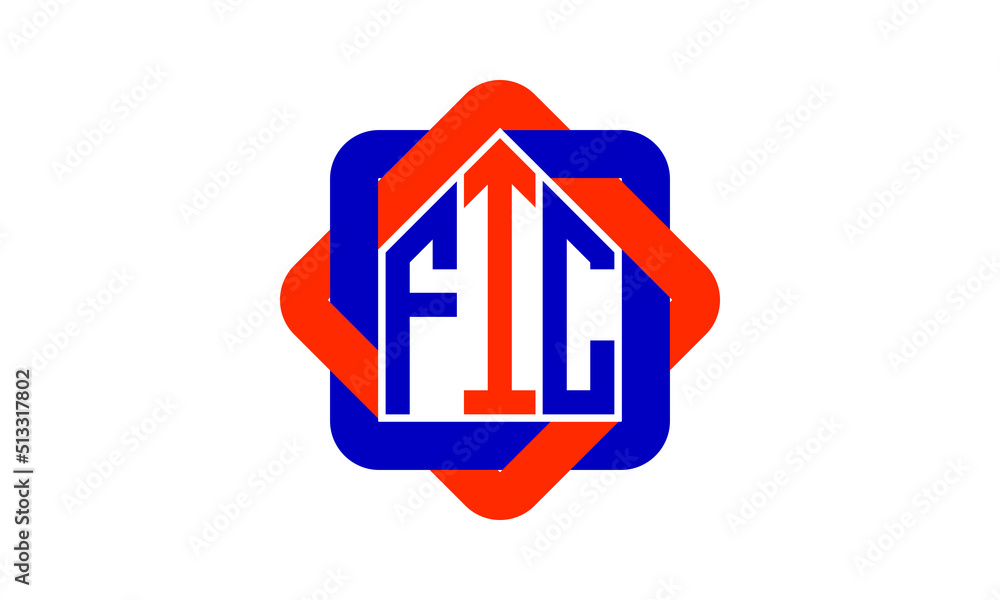 FIC three letter real estate logo with home icon logo design vector ...