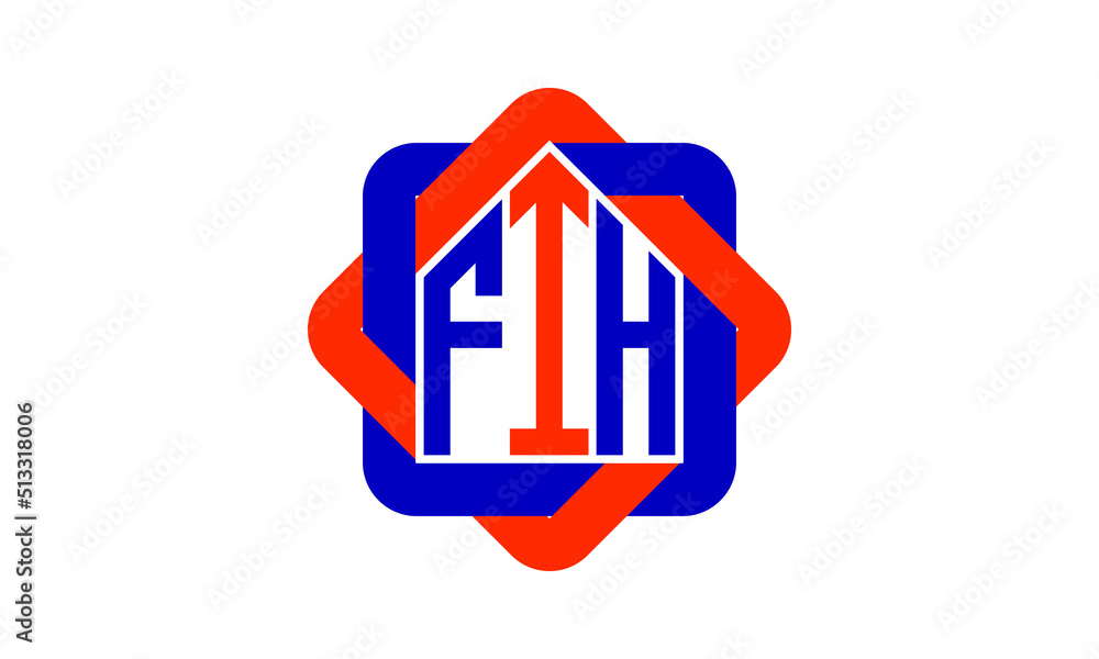 FIH three letter real estate logo with home icon logo design vector ...