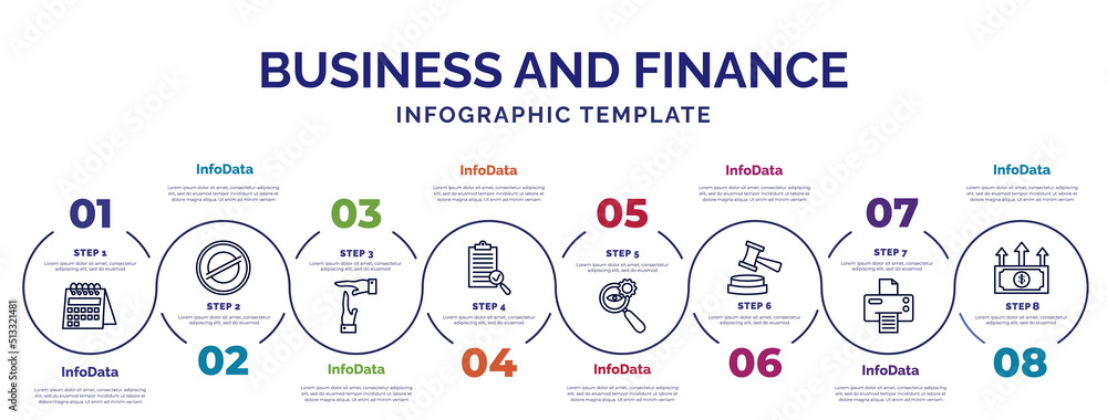 infographic template with icons and 8 options or steps. infographic for ...