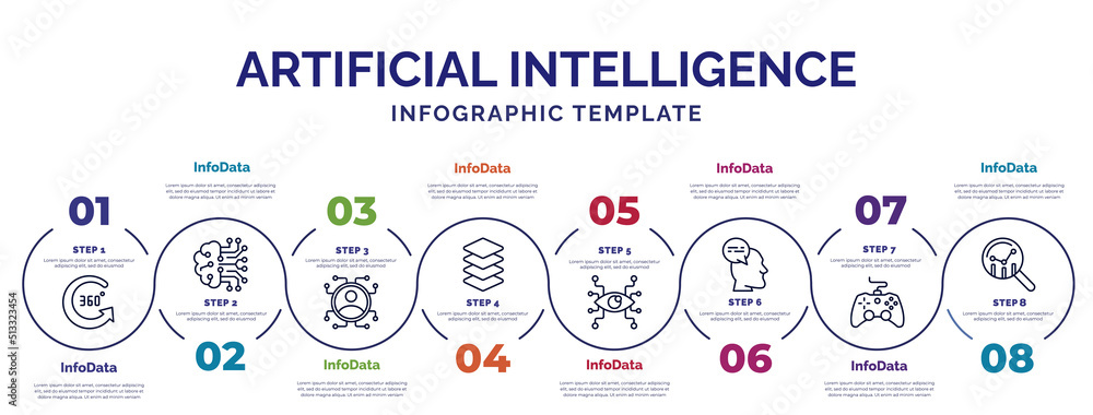 infographic template with icons and 8 options or steps. infographic for ...