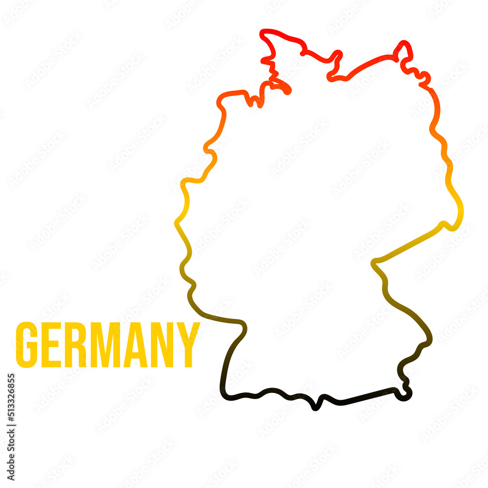 Flat outline Map of Germany, national flag colors filled Stock Vector ...