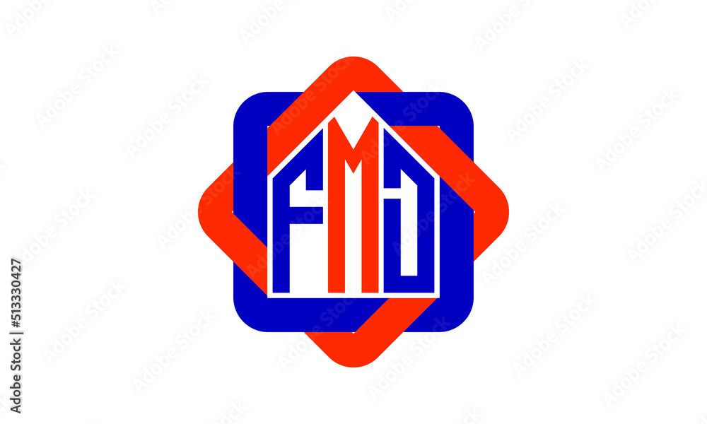FMD three letter real estate logo with home icon logo design vector ...