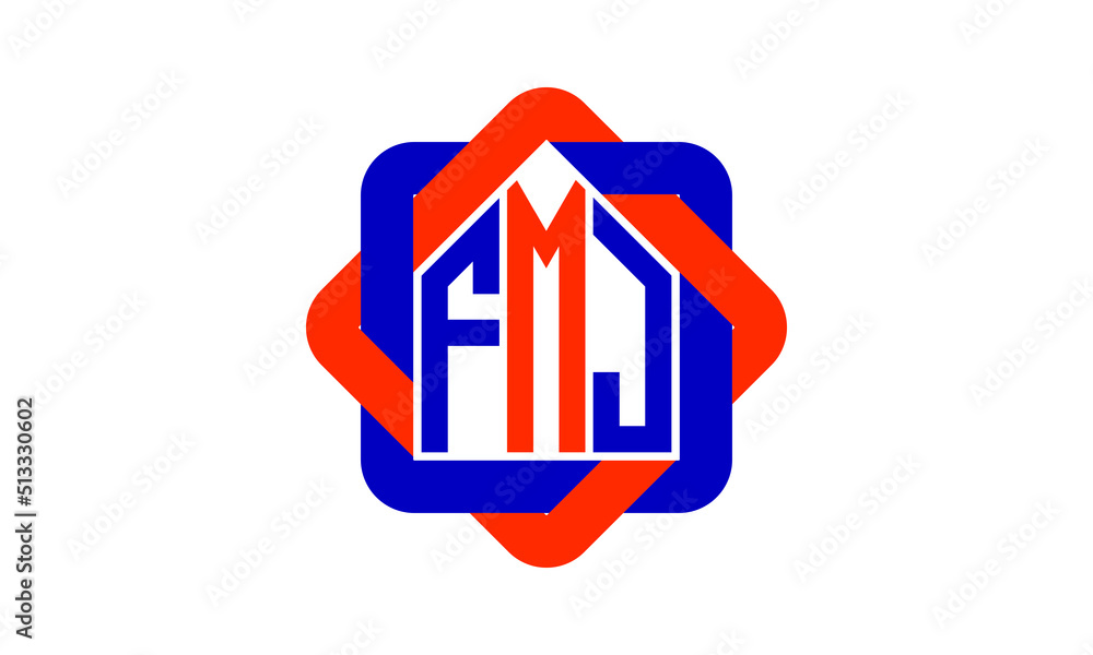 FMJ three letter real estate logo with home icon logo design vector ...
