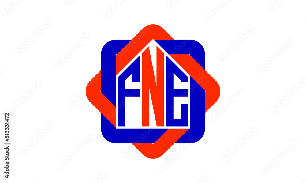 FNE three letter real estate logo with home icon logo design vector ...