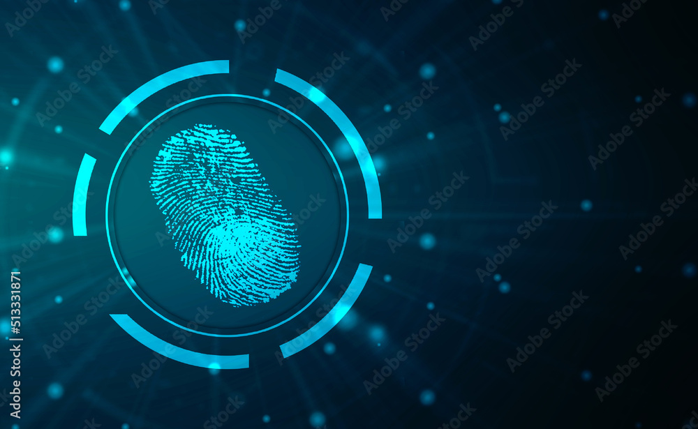 Abstract security system concept with fingerprint on technology ...