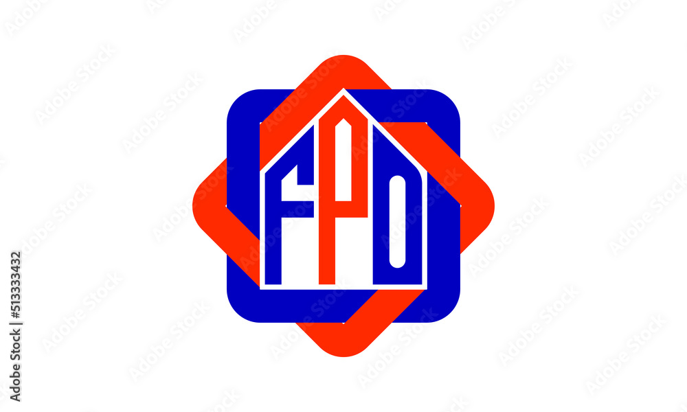 FPO three letter real estate logo with home icon logo design vector ...