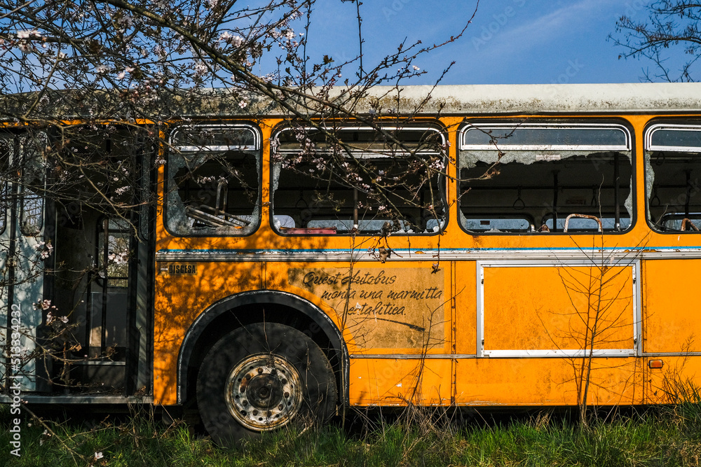 abandoned school bus tram bus depot Stock Photo | Adobe Stock