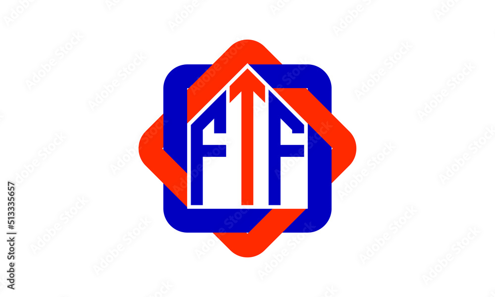 FTF three letter real estate logo with home icon logo design vector ...