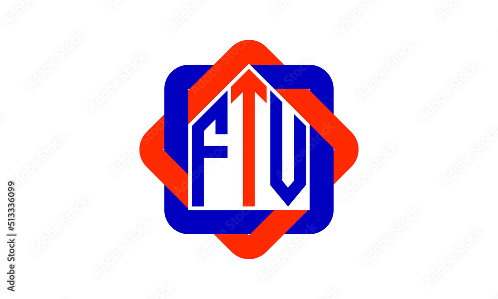 Ftv Three Letter Real Estate Logo With Home Icon Logo Design Vector
