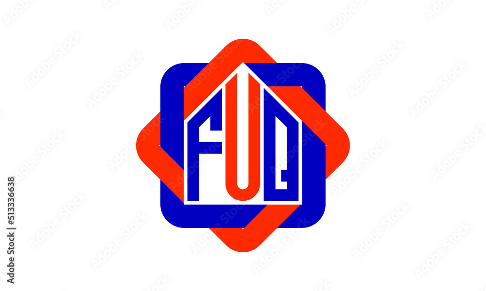 FUQ three letter real estate logo with home icon logo design vector ...