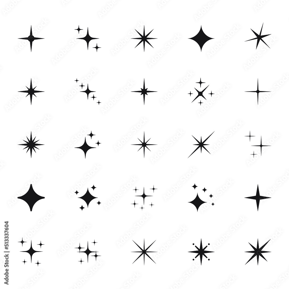 Star icons. Twinkling stars. Sparkles, shining burst. Christmas vector ...