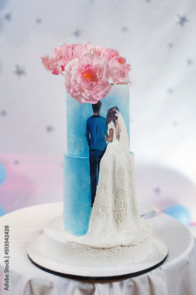Pink And Blue Wedding Cakes