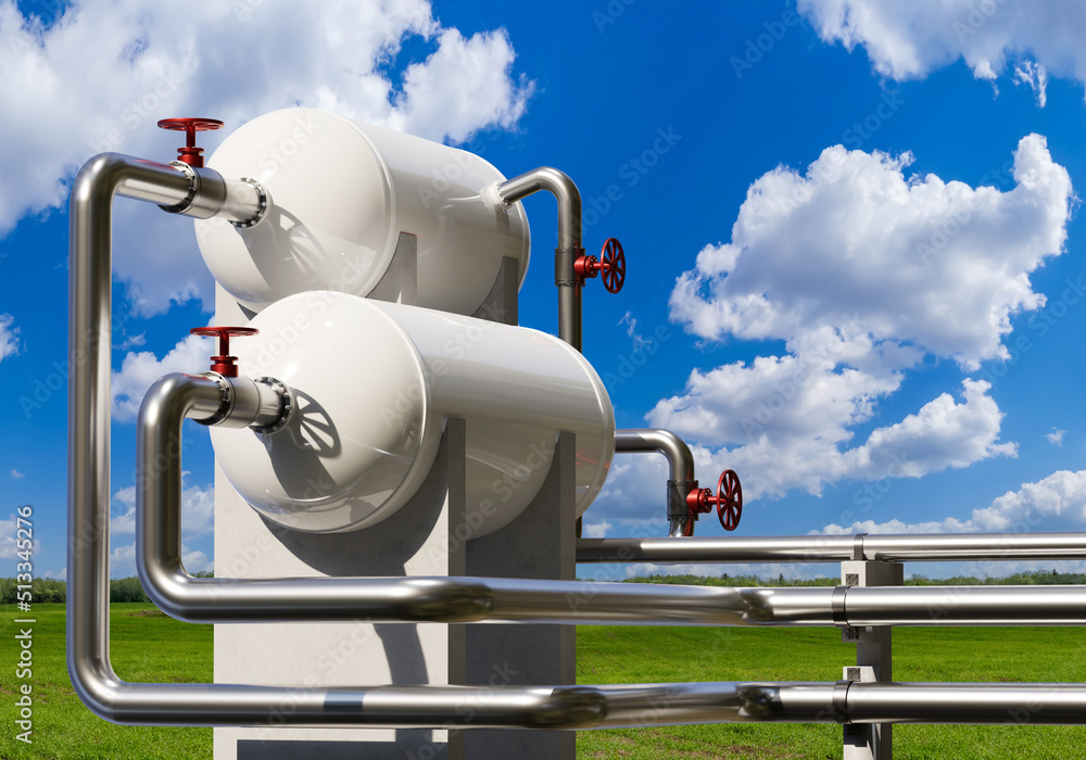 Gas terminal. Outdoor propane tanks. Terminal for supplying gas to ...