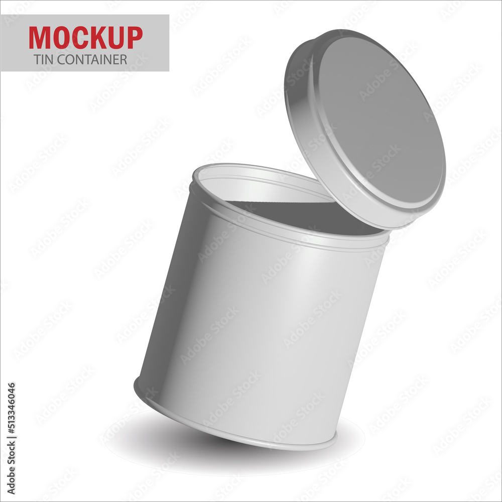 Round white matte tin can with lid. Container for dry products - tea ...