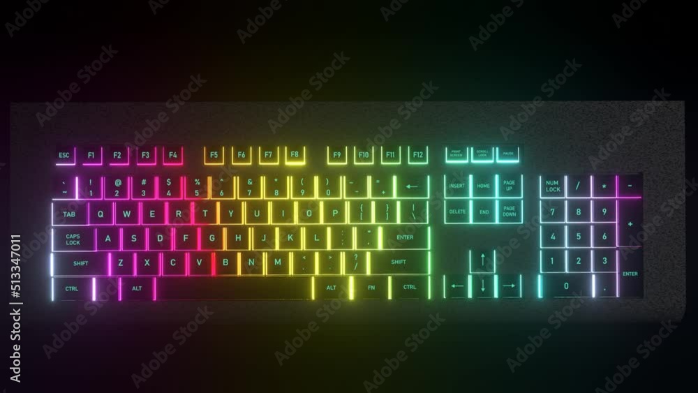 A seamless looping animation of a gaming keyboard as 3d modeling ...
