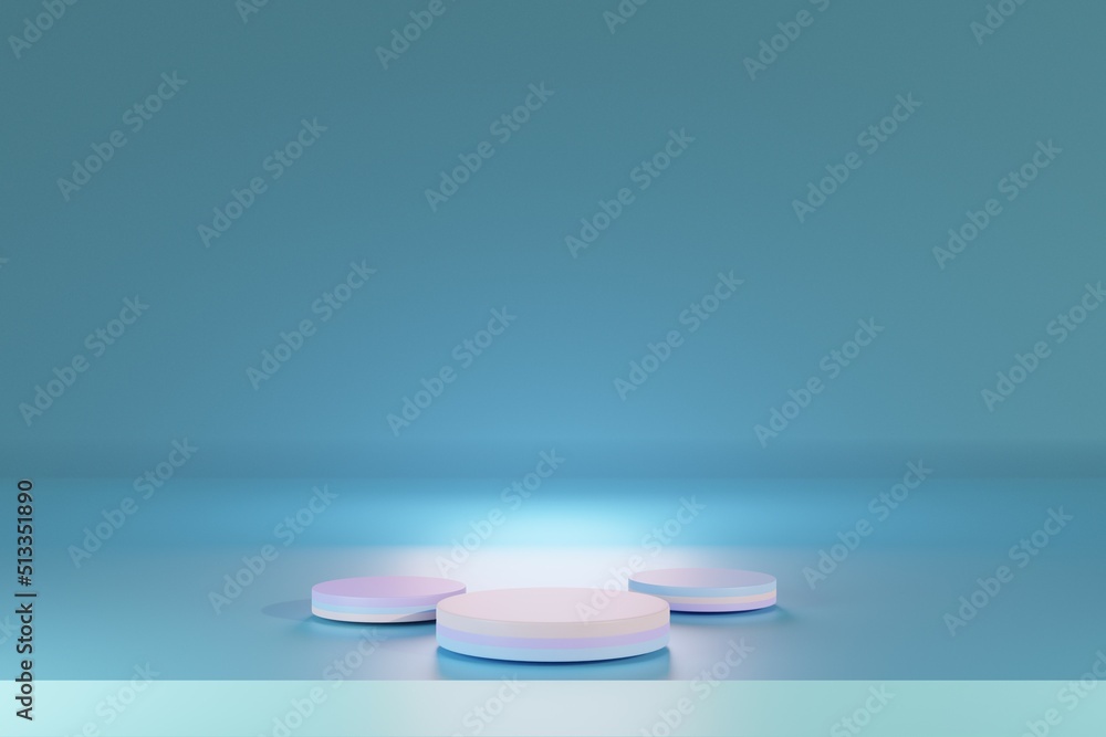 3D redering illustration stage podium blue. Stock Illustration | Adobe Stock