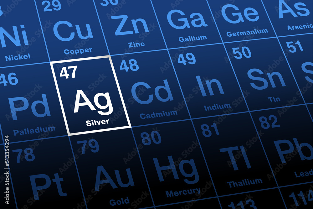 Silver On Periodic Table Of Elements Precious Metal With Chemical