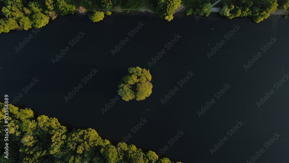 lake and forest view. Landscape and ducks with drone Stock Photo ...