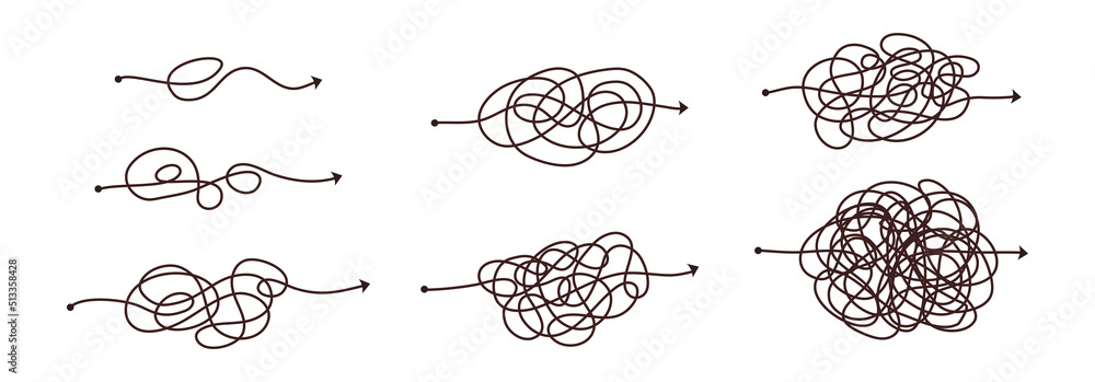Simple line and complex easy way. Scribble doodle chaos mindset ...