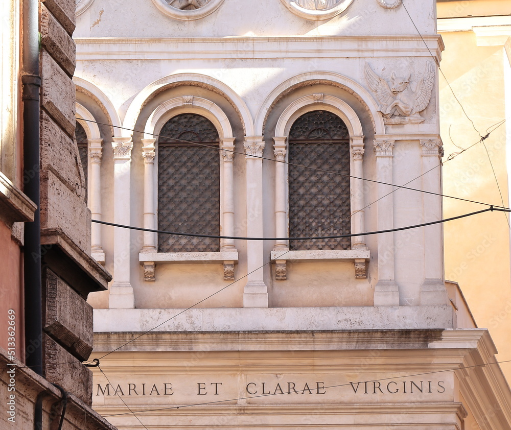Rome Santa Chiara Church Facade Detail with Arched Windows, Italy Stock ...