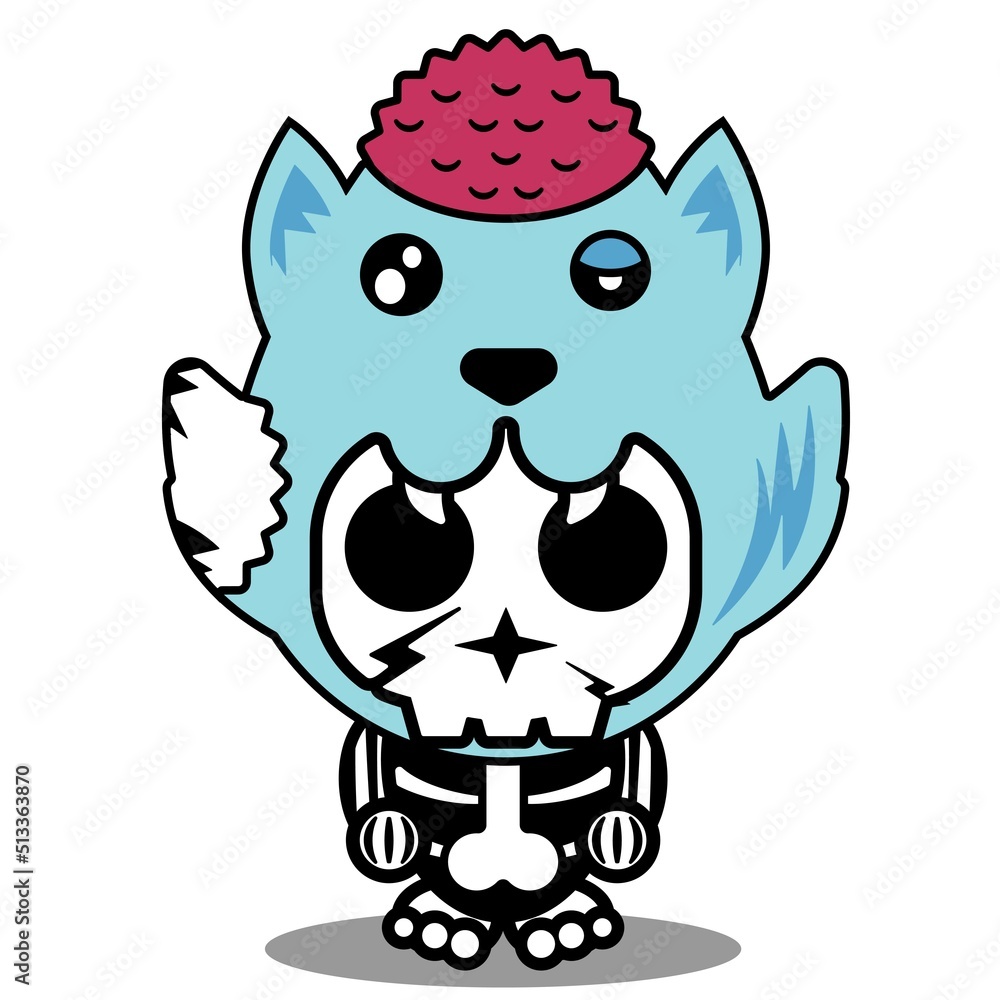 vector illustration of cute cartoon character zombie mascot bone animal ...
