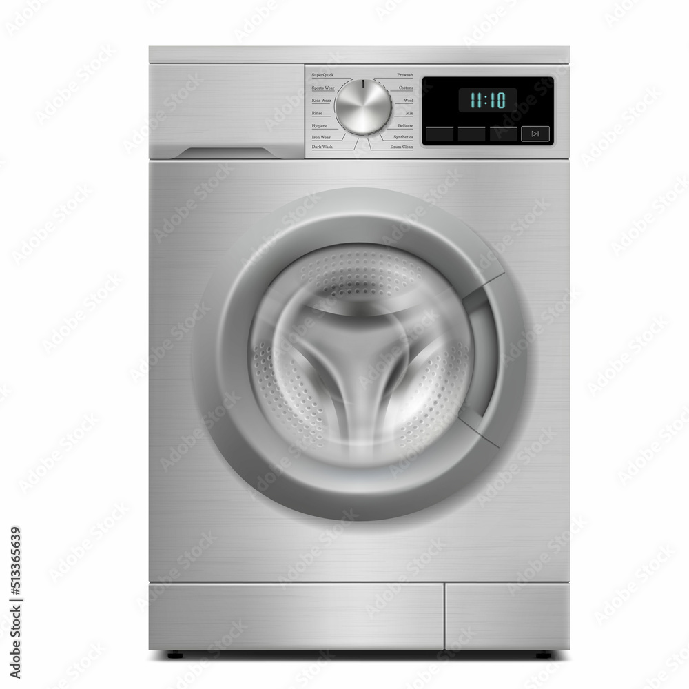 Washing machine mockup isolated on white background. Modern, realistic ...
