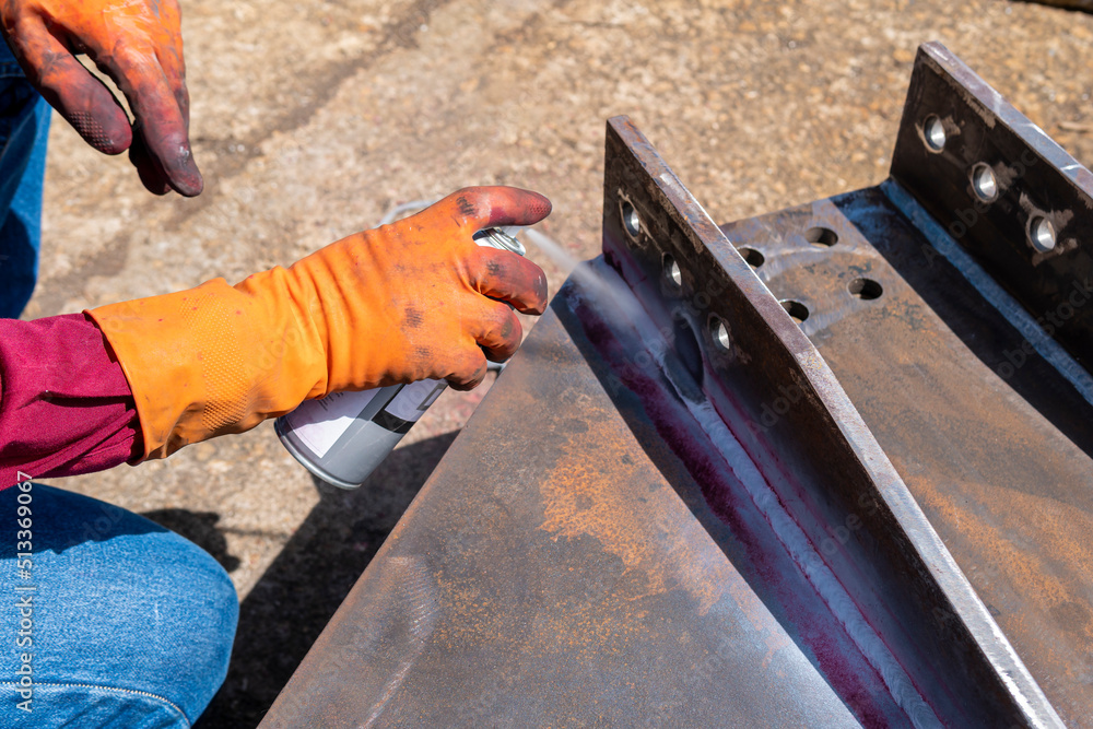 Step fourth of doing penetrant testing is a step to use Developer spray ...