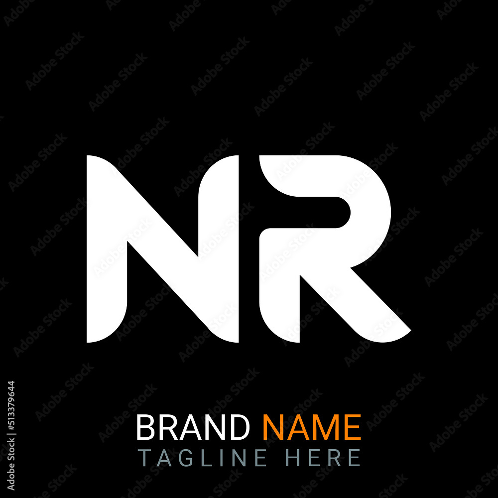 Nr Letter Logo design. black background. Stock Vector | Adobe Stock