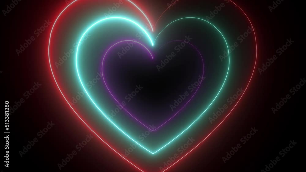 The neon color heart shapes a seamless loop. Neon Abstract seamless ...