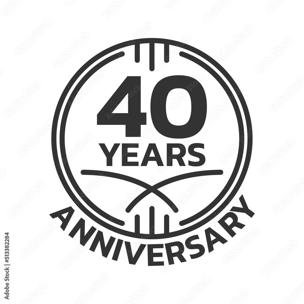 40th Anniversary logo or icon. 40 years round stamp design. Birthday ...