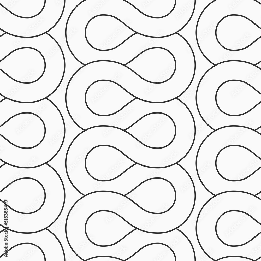 Abstract seamless pattern with smooth lines, curves. Zigzag smooth lines. Black and white vector ...