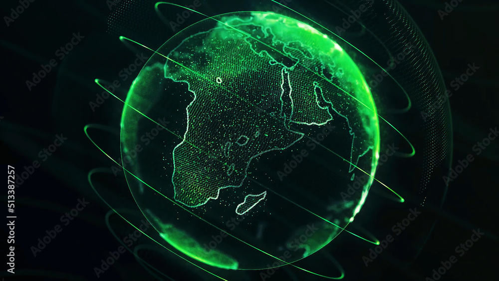 Planet earth rotating loop animation future technology business concept. loopable rotation of ...