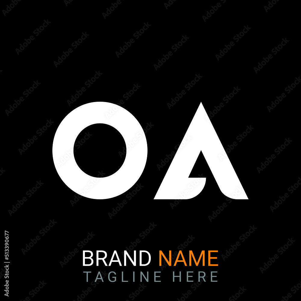 Oa Letter Logo design. black background. Stock Vector | Adobe Stock